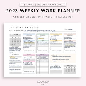 2023 Weekly Office Planner Printable , Minimalist Weekly Schedule, Week ...