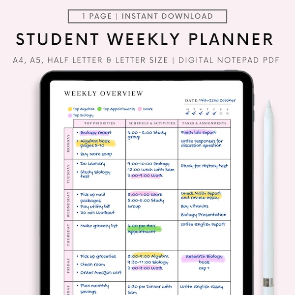 Student Planner - Etsy