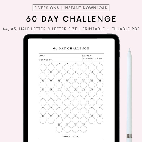 100 Day Habit Tracker Printable, 100 Day Challenge, Minimal Habit ...