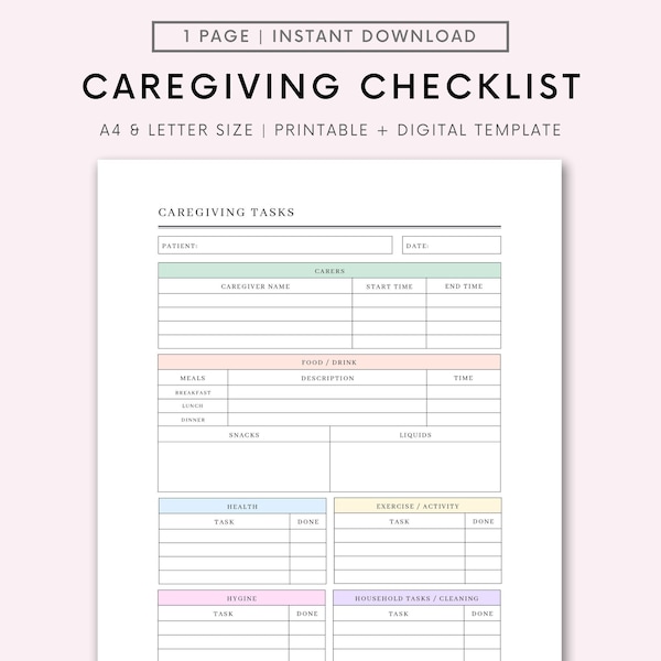 Caregiver Daily Log - Etsy