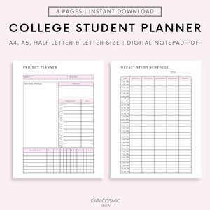 College Student Weekly Planner, Printable Student Planner, College ...