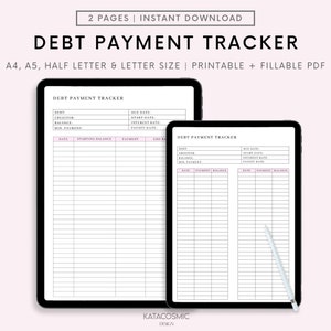 Debt Payment Tracker Printable, Debt Tracker Printable, Debt Snowball ...