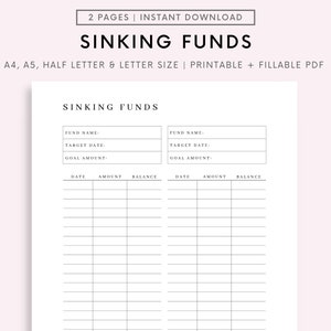 Sinking Funds Tracker | Sinking Funds Tracker Printable | Sinking Funds ...