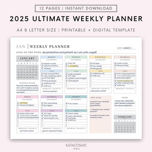 2025 Weekly Planner Printable Landscape, Minimalist Weekly Schedule ...