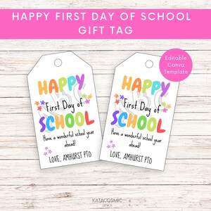 Happy First Day of School Gift Tags for Students, Teachers, Back to ...