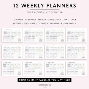2023 Weekly Planner Printable Landscape, Minimalist Weekly Schedule ...