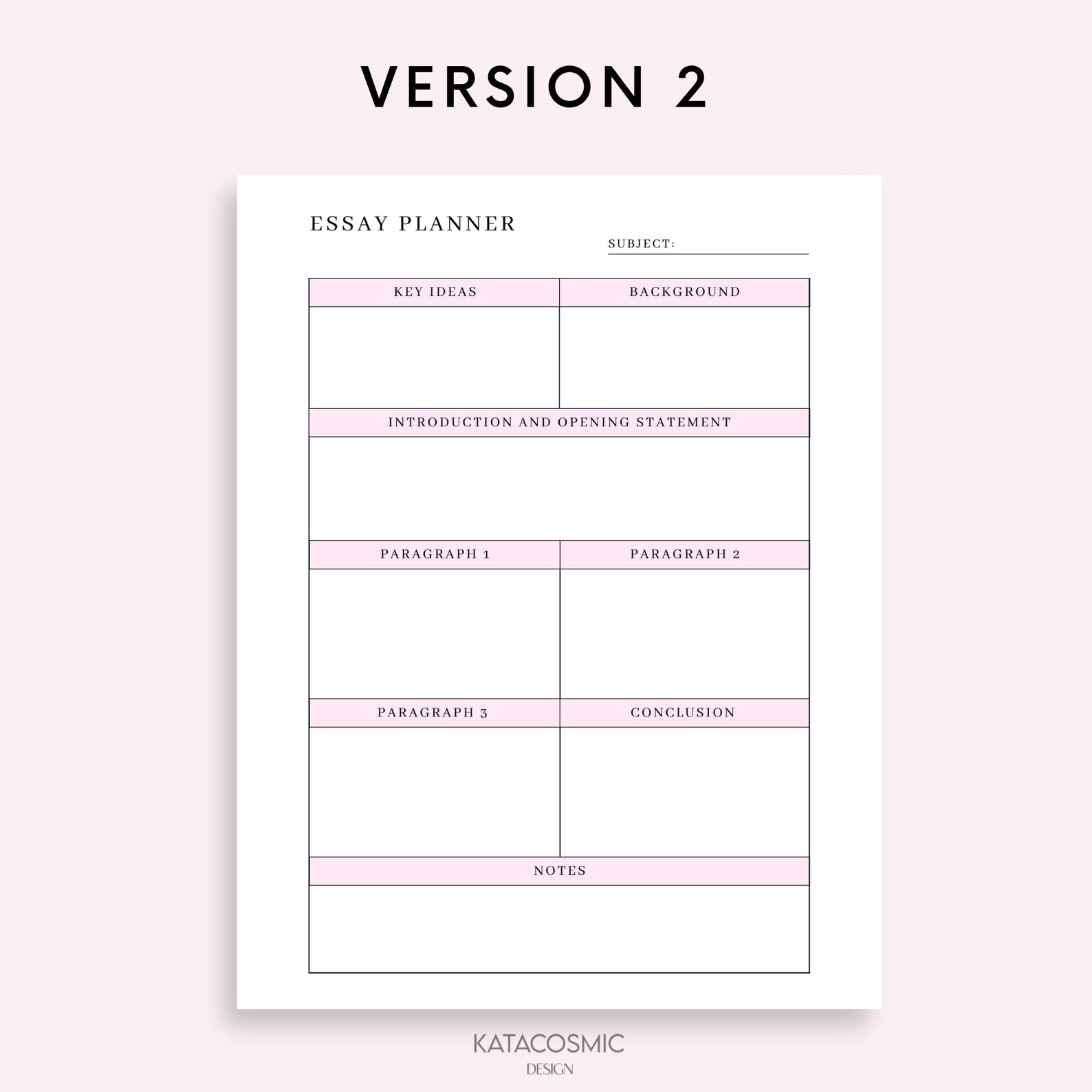 Simple Essay Planner Printable Set Student Essay Writing - Etsy
