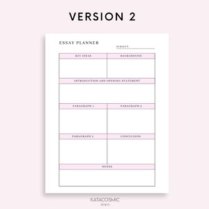 Simple Essay Planner Printable Set, Student Essay Writing Template ...