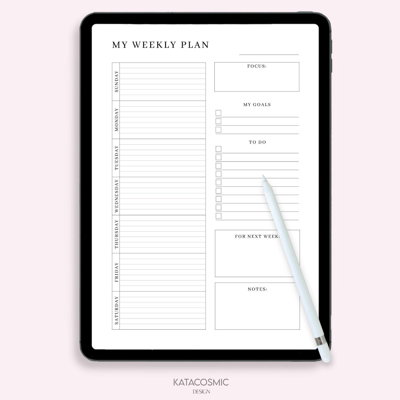 Weekly to Do List Printable, Minimalist Weekly Planner, Weekly Agenda ...