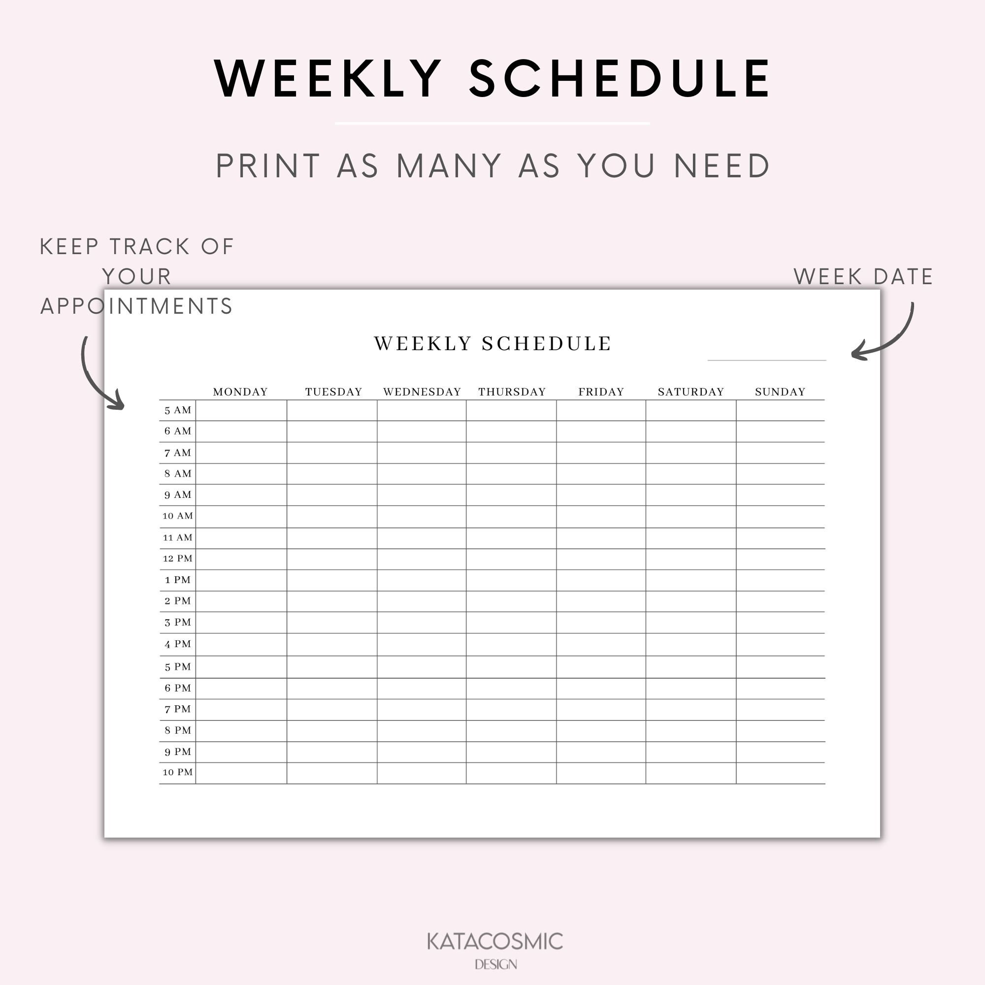 Digital Weekly Schedule for Goodnotes, 24/7 Weekly Timetable, Hourly ...