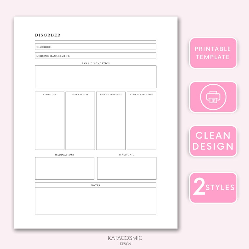 Printable Nursing Disorder Template, Student Nurse Disease Management ...