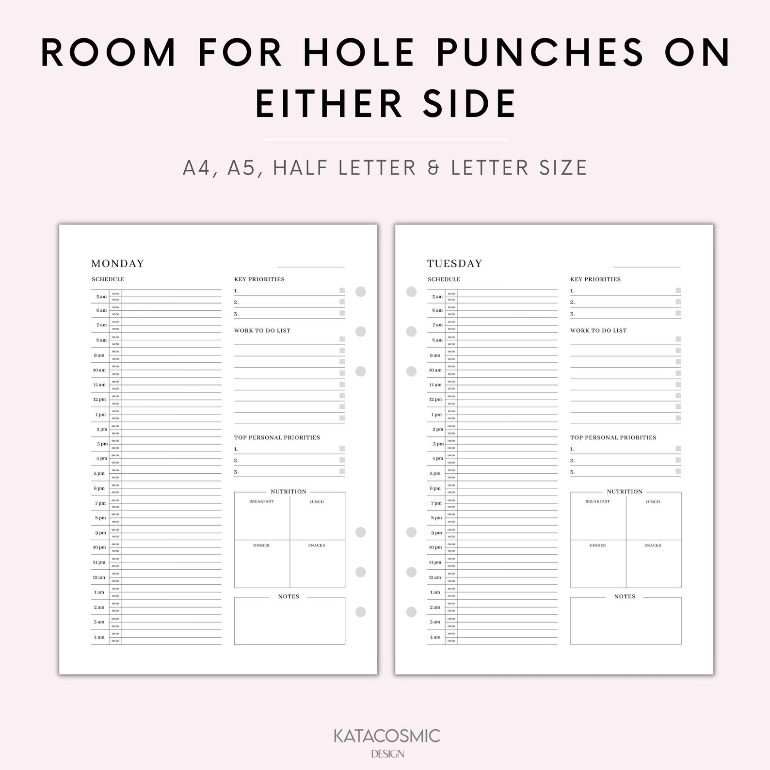 24 Hour Daily Planner Printable Daily to Do List for Work / - Etsy