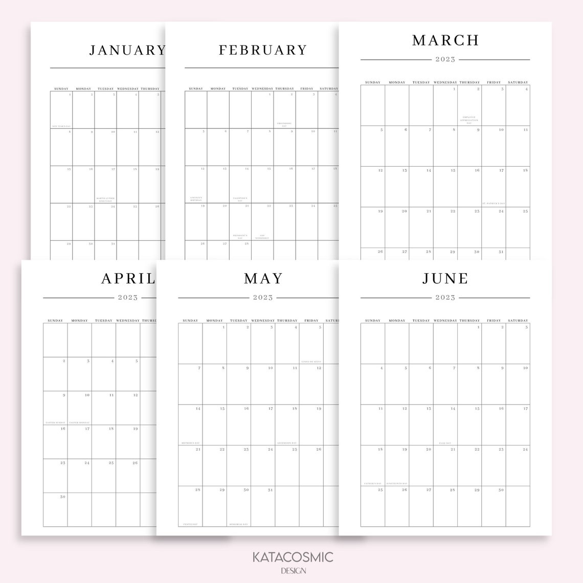 2023 Monthly Planner Printable With Holidays Dated Monthly - Etsy