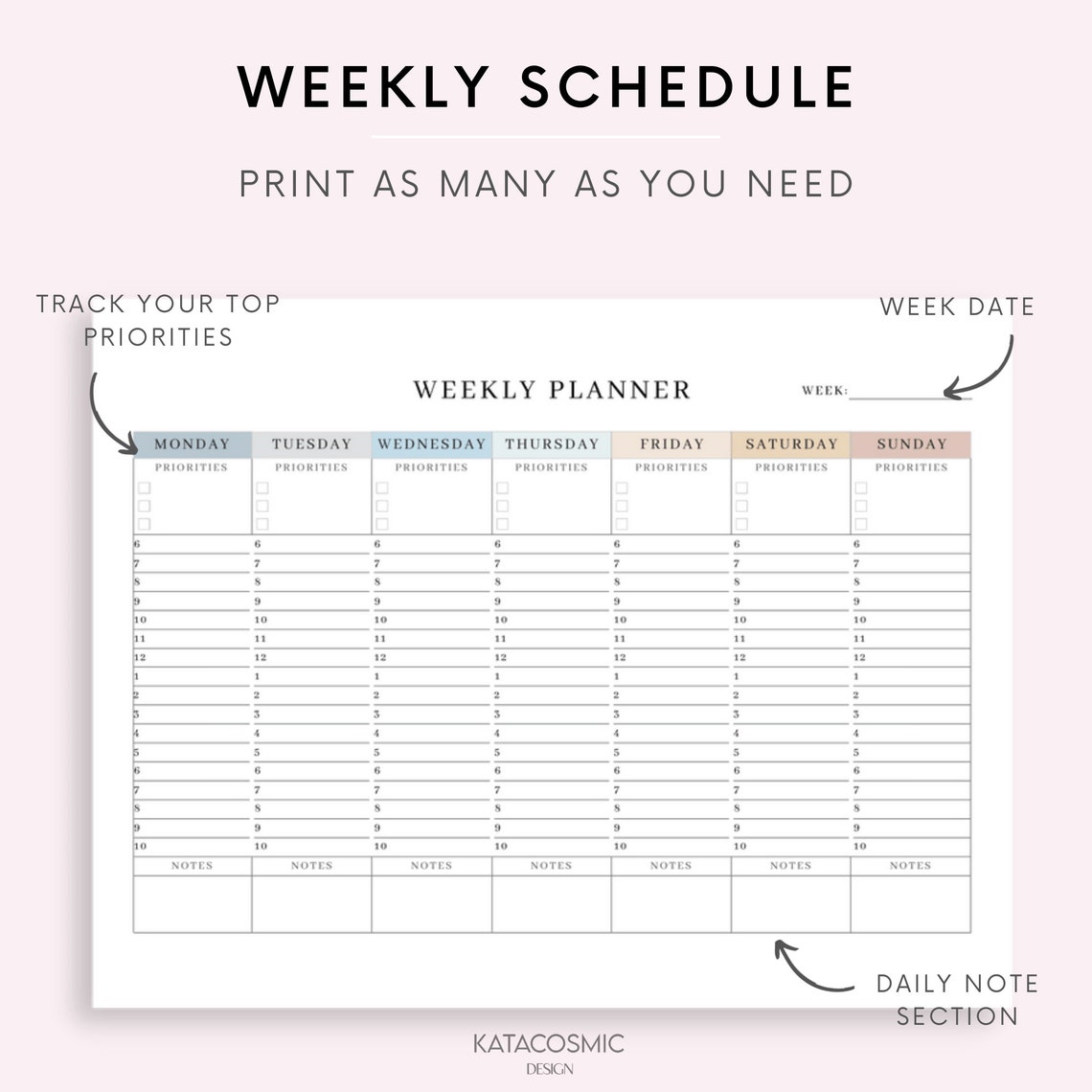 Digital Weekly Schedule for Goodnotes 24/7 Weekly Timetable - Etsy