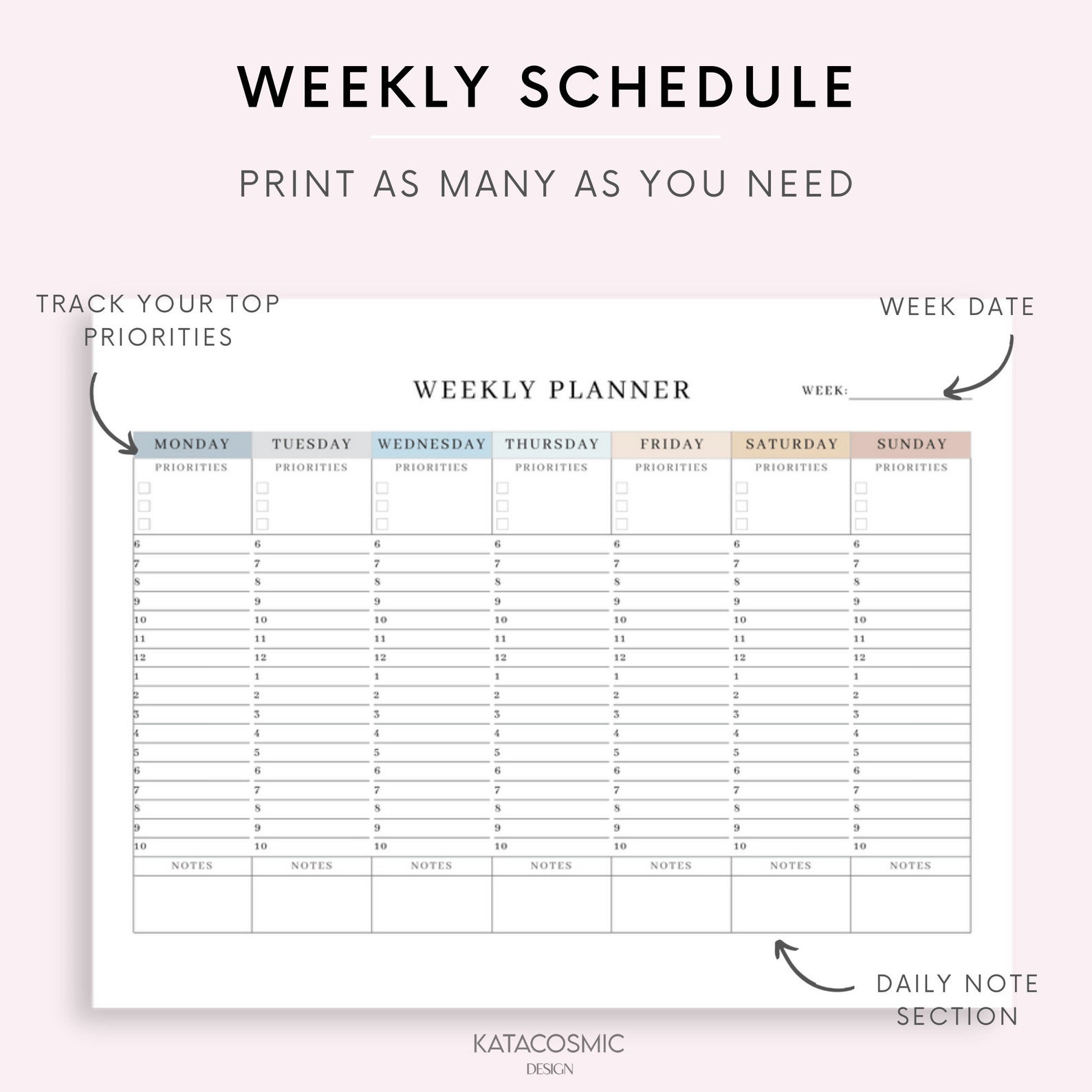 Digital Weekly Schedule for Goodnotes 24/7 Weekly Timetable - Etsy
