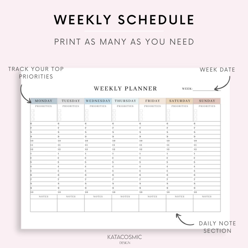 Digital Weekly Schedule for Goodnotes, 24/7 Weekly Timetable, Hourly ...