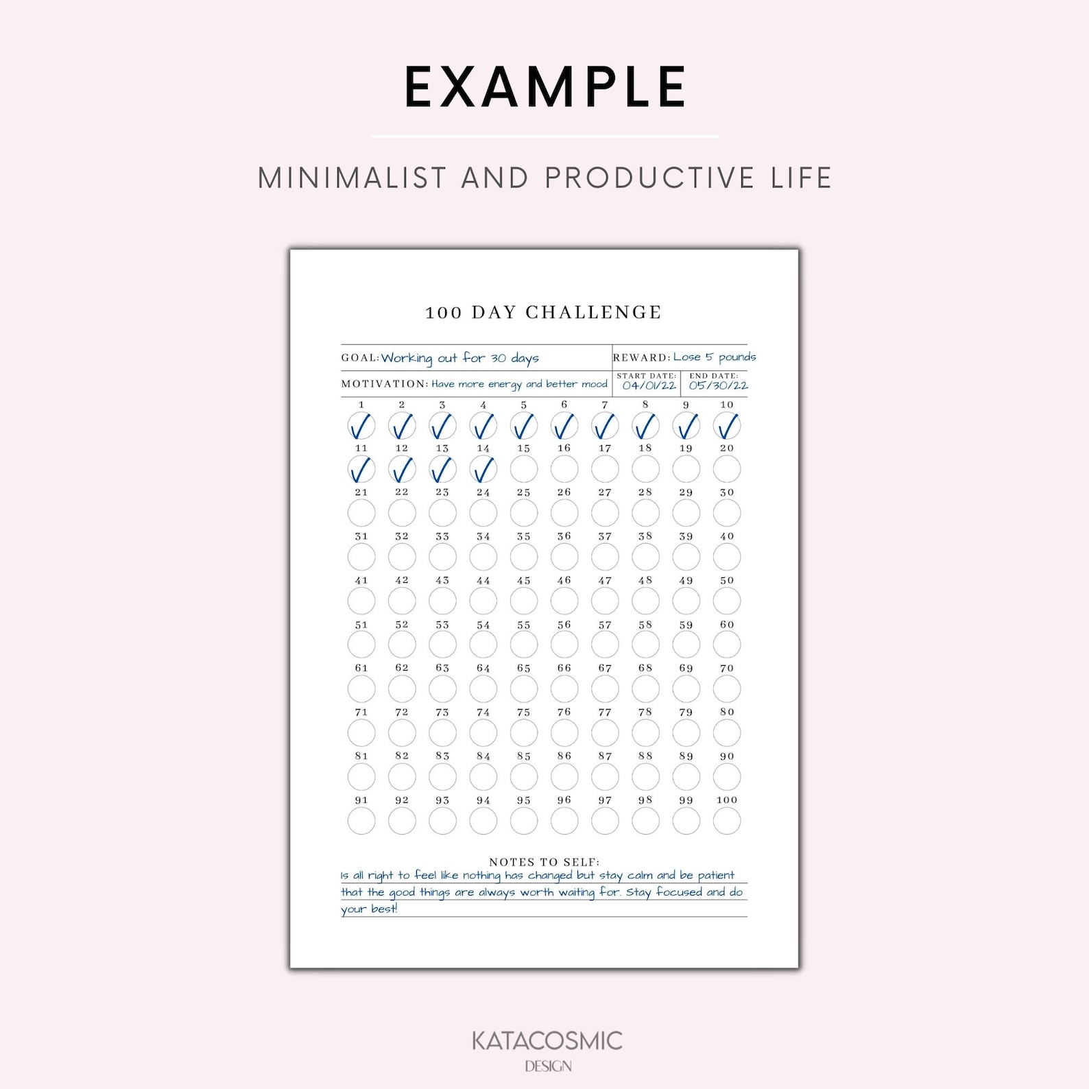 100 Day Challenge, Goal Setting, Goal Progress Tracker, Habit Forming ...