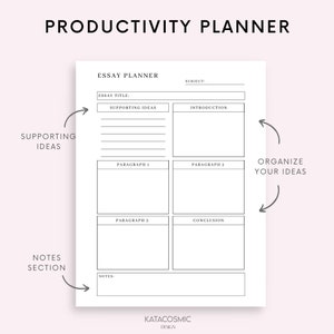 Simple Essay Planner Printable Set, Student Essay Writing Template ...