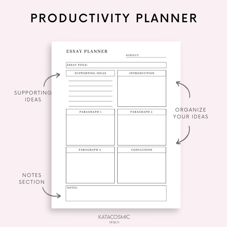 Simple Essay Planner Printable Set Student Essay Writing - Etsy