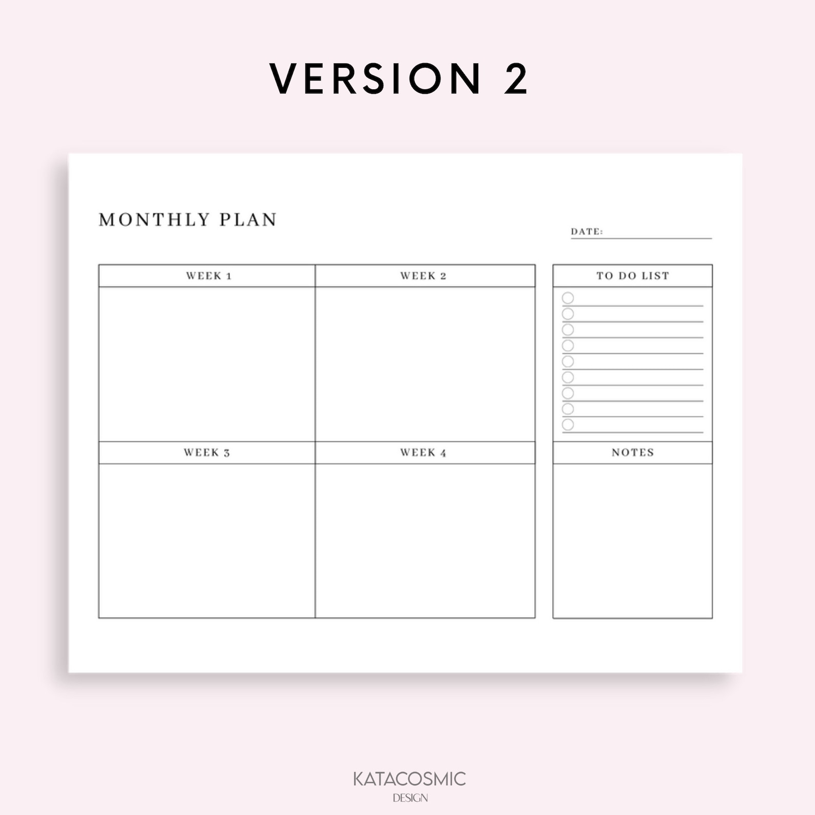 Undated Monthly Planner Printable Month on Two Pages Month - Etsy