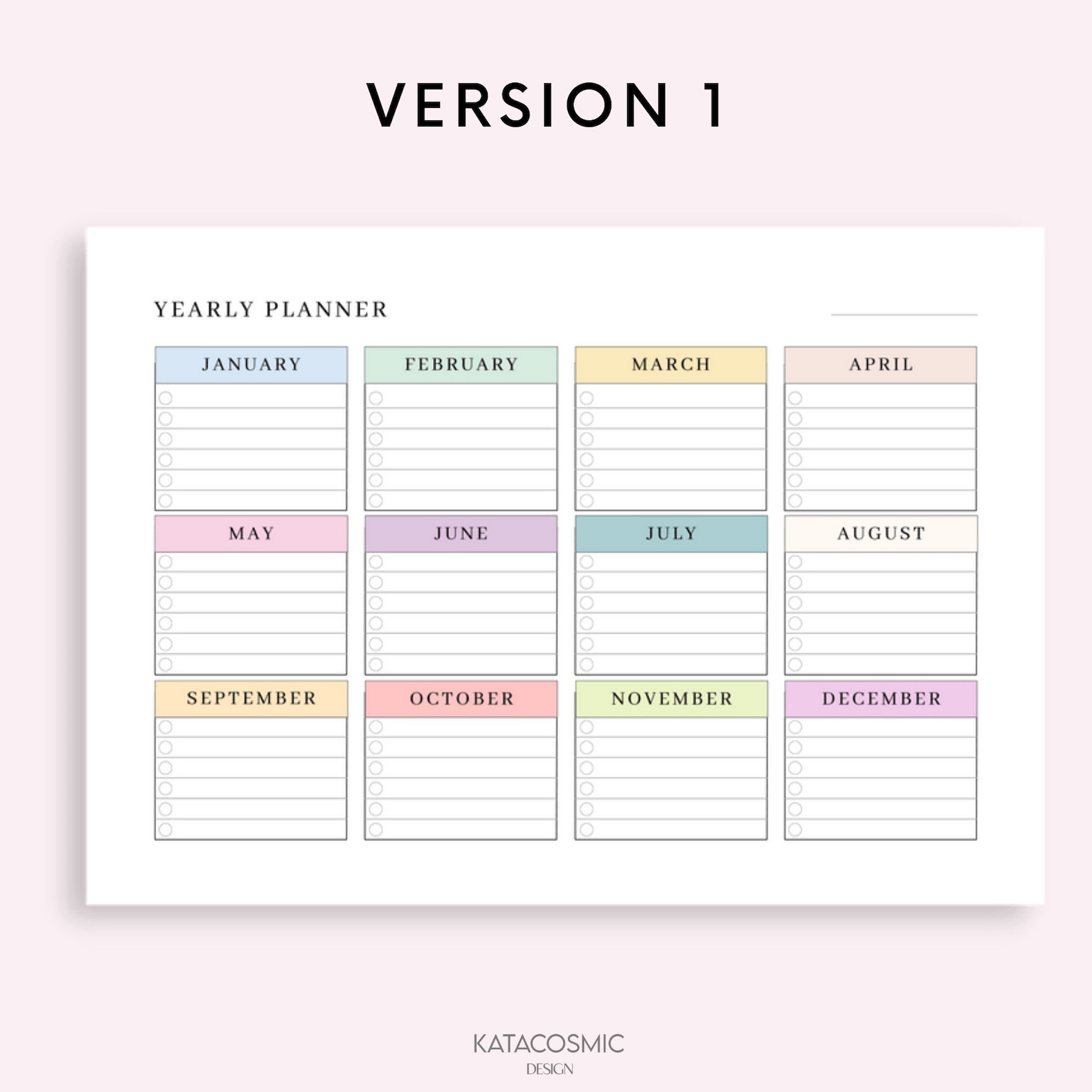 Yearly Tasks Printable Landscape Yearly to Do List - Etsy