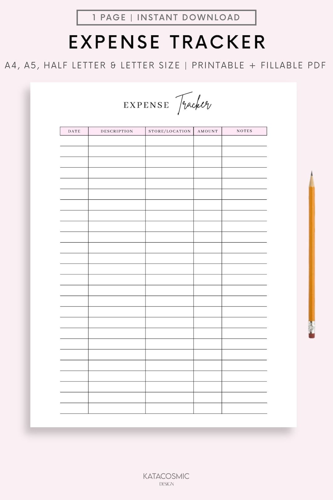 Expense Tracker, Spending Tracker, Expense Log, Purchase Log, Budget ...