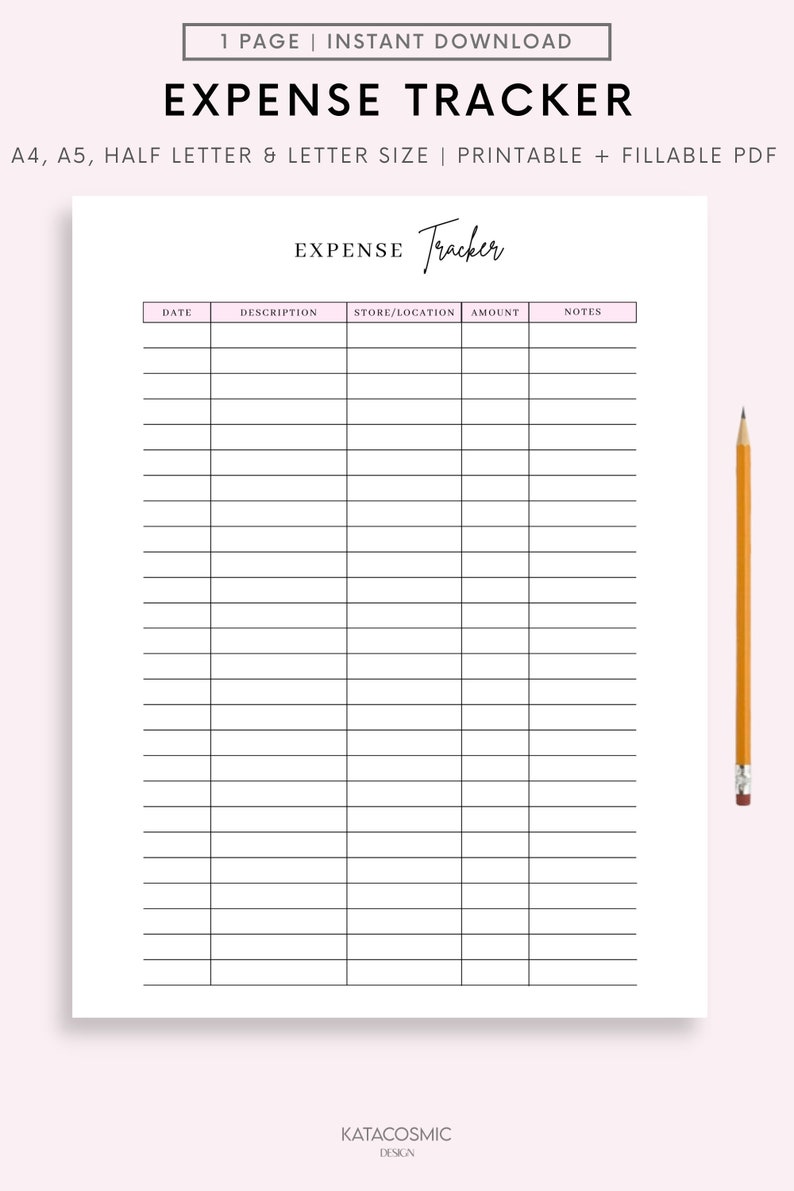 Expense Tracker, Spending Tracker, Expense Log, Purchase Log, Budget ...