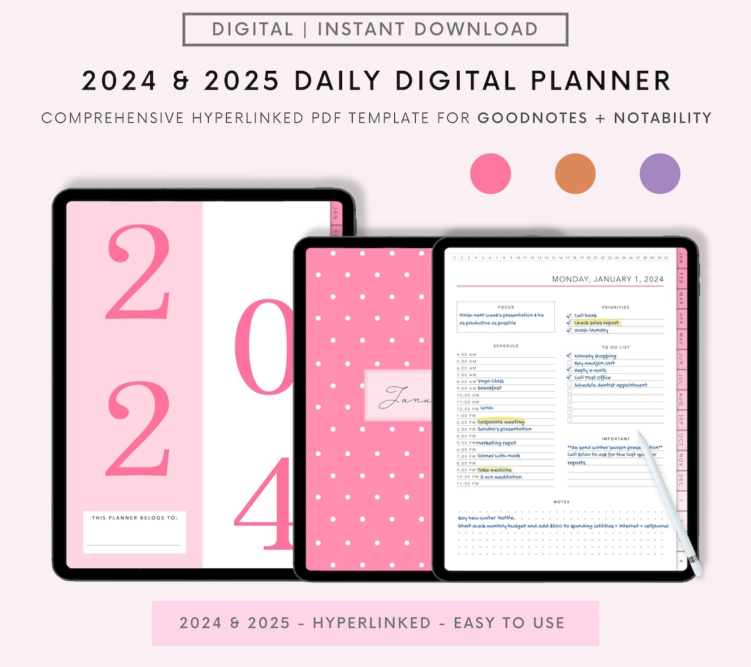 2025 Digital Daily Journal Planner, Portrait Digital Planner, iPad 365 ...