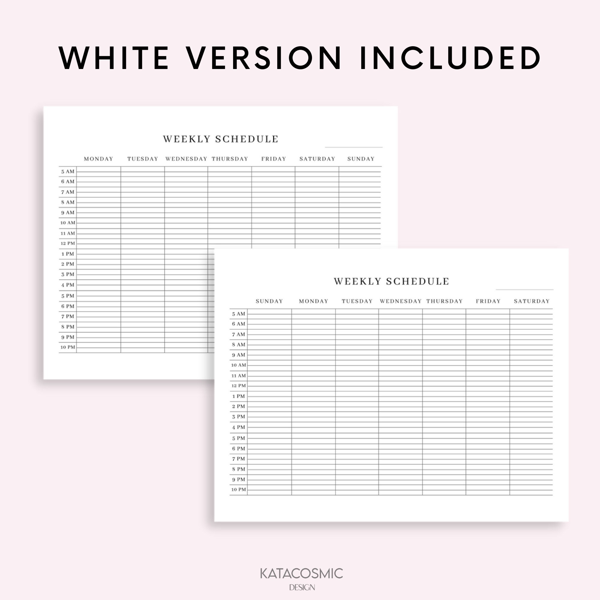 Half Hour Weekly Schedule Landscape, Weekly Planner Printable, Week at ...