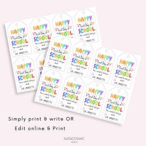 Happy First Day of School Gift Tags for Students, Teachers, Back to ...