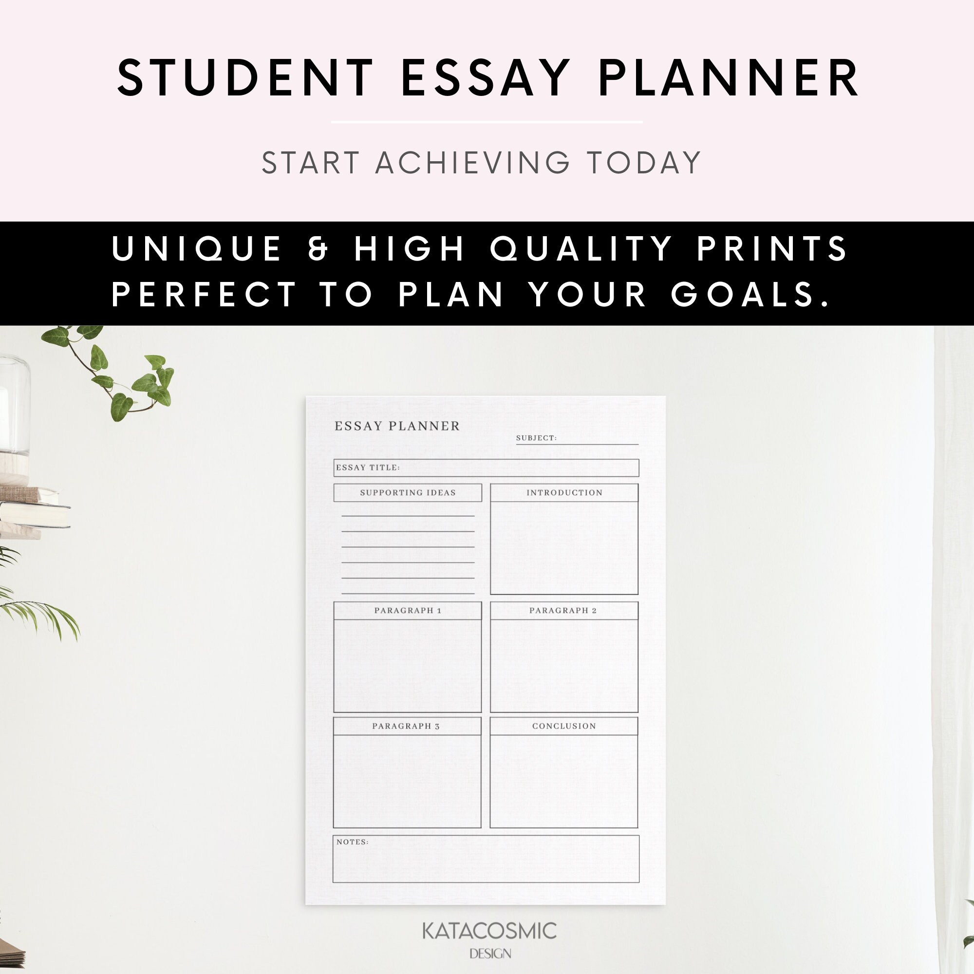 Simple Essay Planner Printable Set, Student Essay Writing Template ...