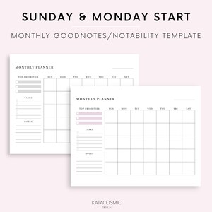 Digital Monthly Planner for Goodnotes, Fillable Forms Monthly Planner ...