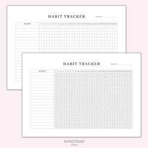 Monthly Habit Tracker Printable Landscape, Habit Tracker Template ...