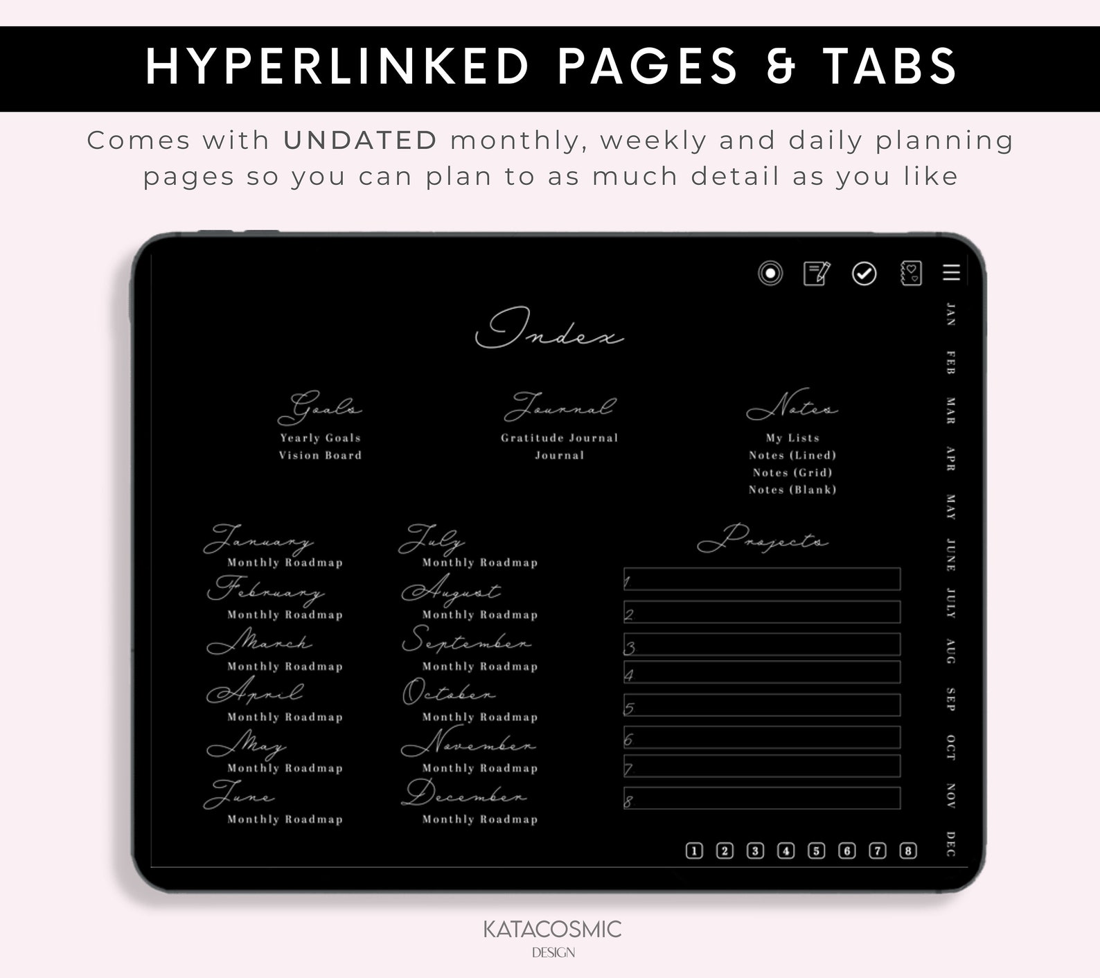 Undated Dark Mode Digital Planner for Goodnotes/notability - Etsy