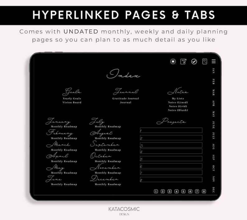 Undated Dark Mode Digital Planner for Goodnotes/notability - Etsy