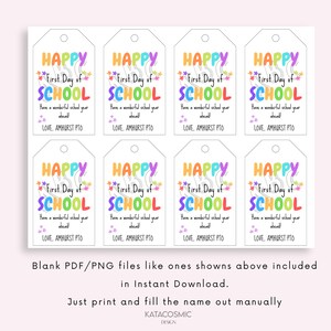 Happy First Day of School Gift Tags for Students, Teachers, Back to ...