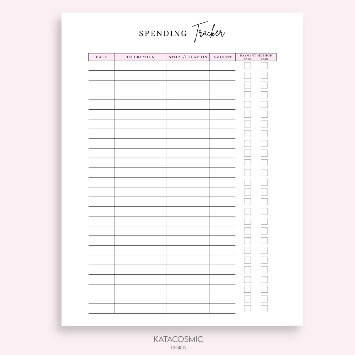 Spending Tracker Expense Tracker Printable Spending Log - Etsy
