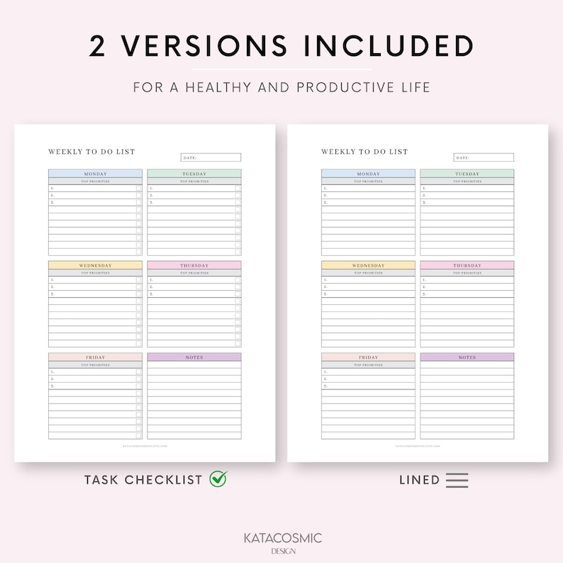 Five Day Weekly Planner Printable, Minimalist Weekly Agenda, Week at a ...