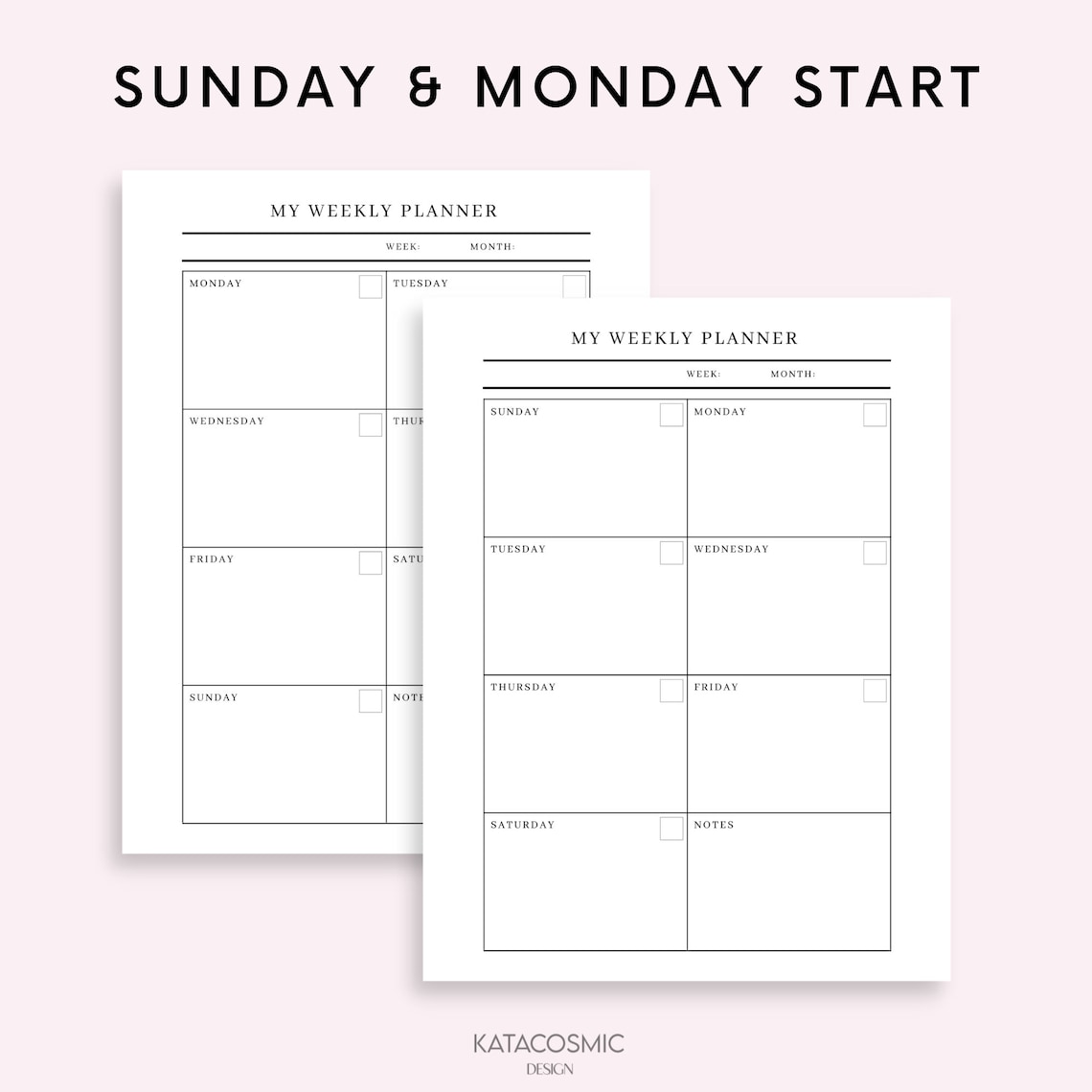 Week at a Glance Printable Undated Weekly Planner Template - Etsy