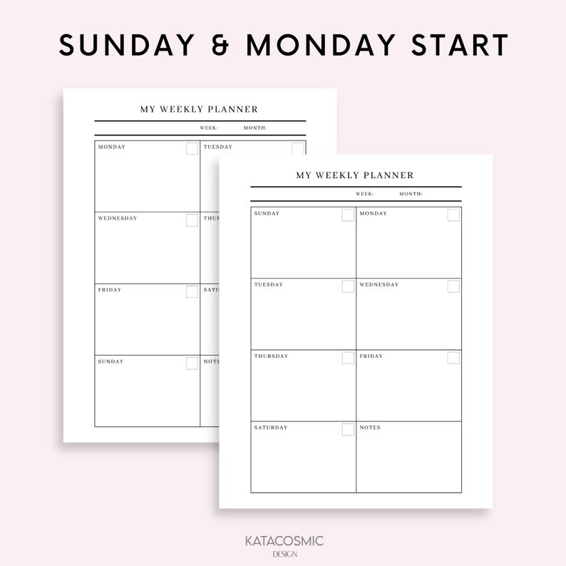 Week at a Glance Printable Undated Weekly Planner Template - Etsy