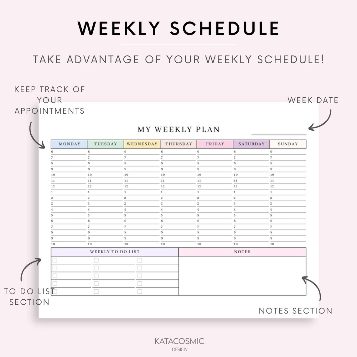 Weekly Planner Printable Landscape Minimalist Weekly - Etsy