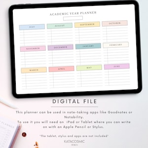 Academic Year Planner Template Printable Calendar Landscape, Homeschool ...