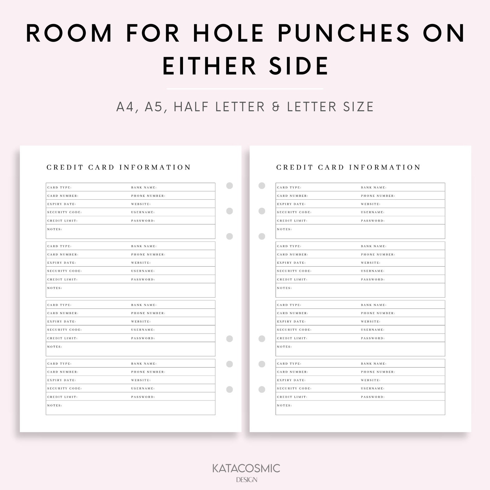 Credit Card Information Tracker Printable & Fillable, Credit Card ...