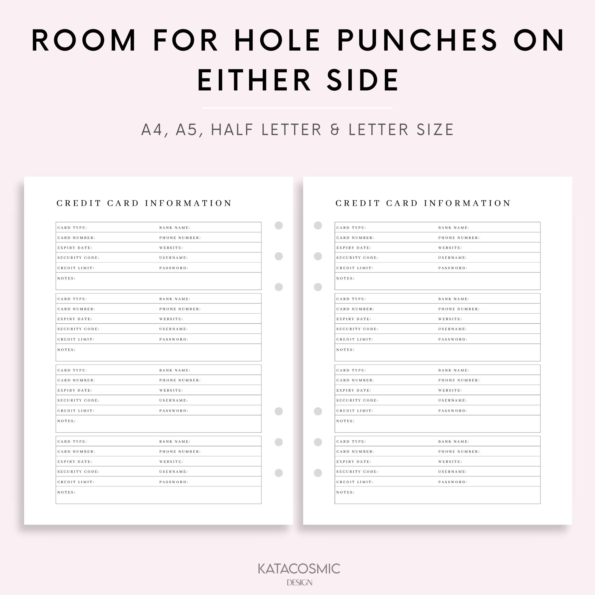 Credit Card Information Tracker Printable & Fillable, Credit Card ...