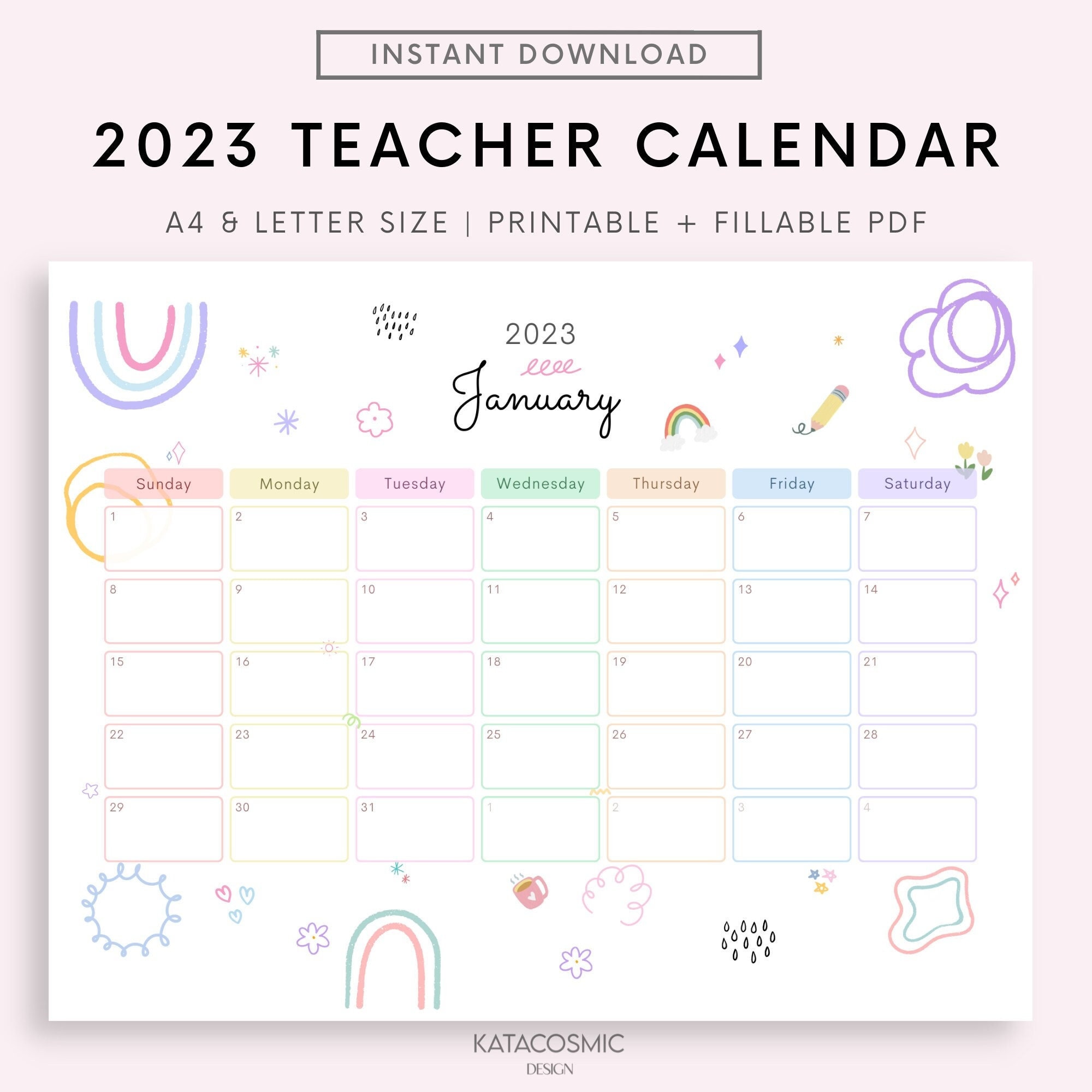 Cute Calendar Templates For Teachers