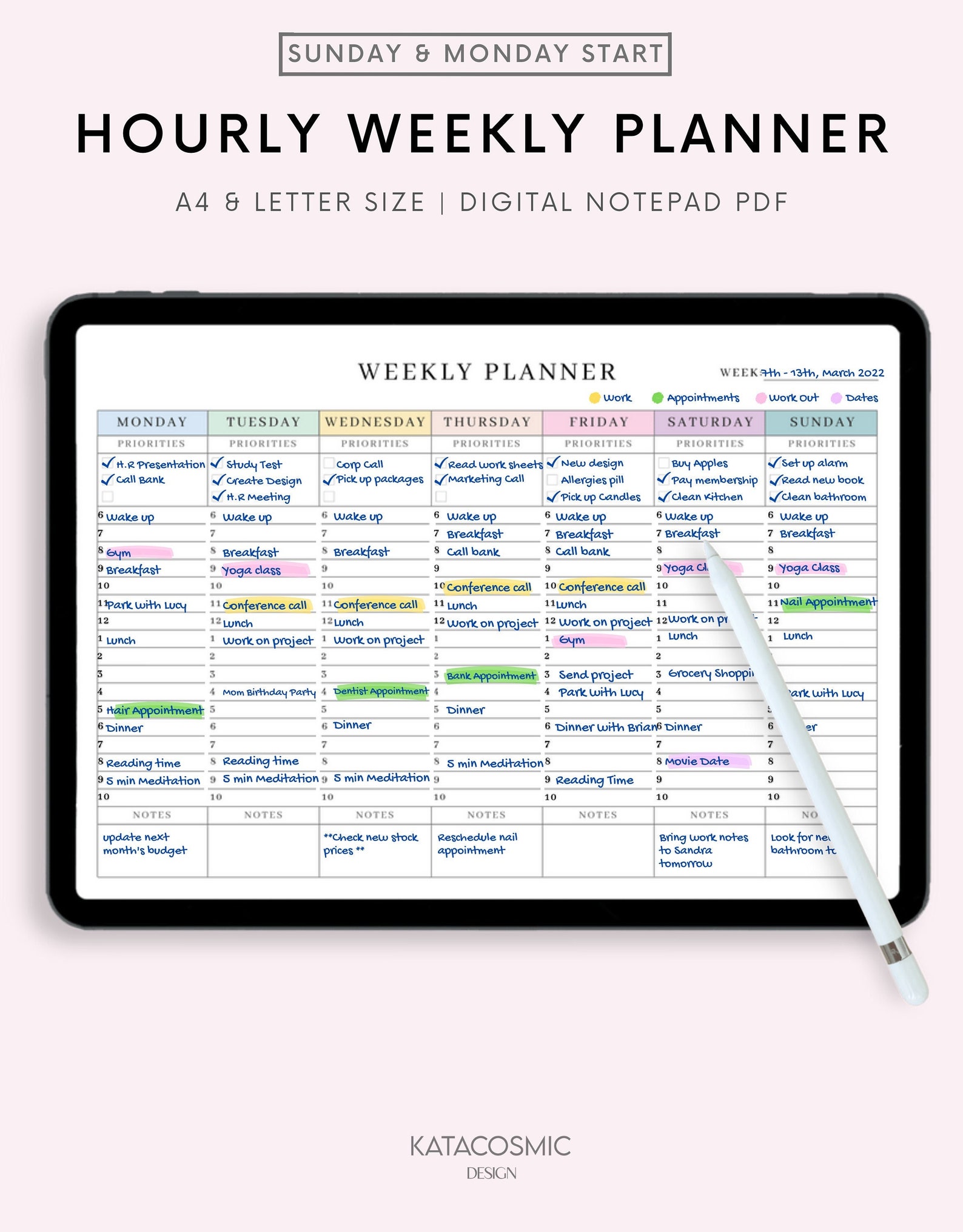 Digital Weekly Schedule for Goodnotes 24/7 Weekly Timetable - Etsy