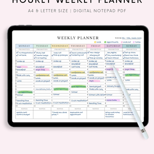 Digital Weekly Schedule for Goodnotes 24/7 Weekly Timetable - Etsy