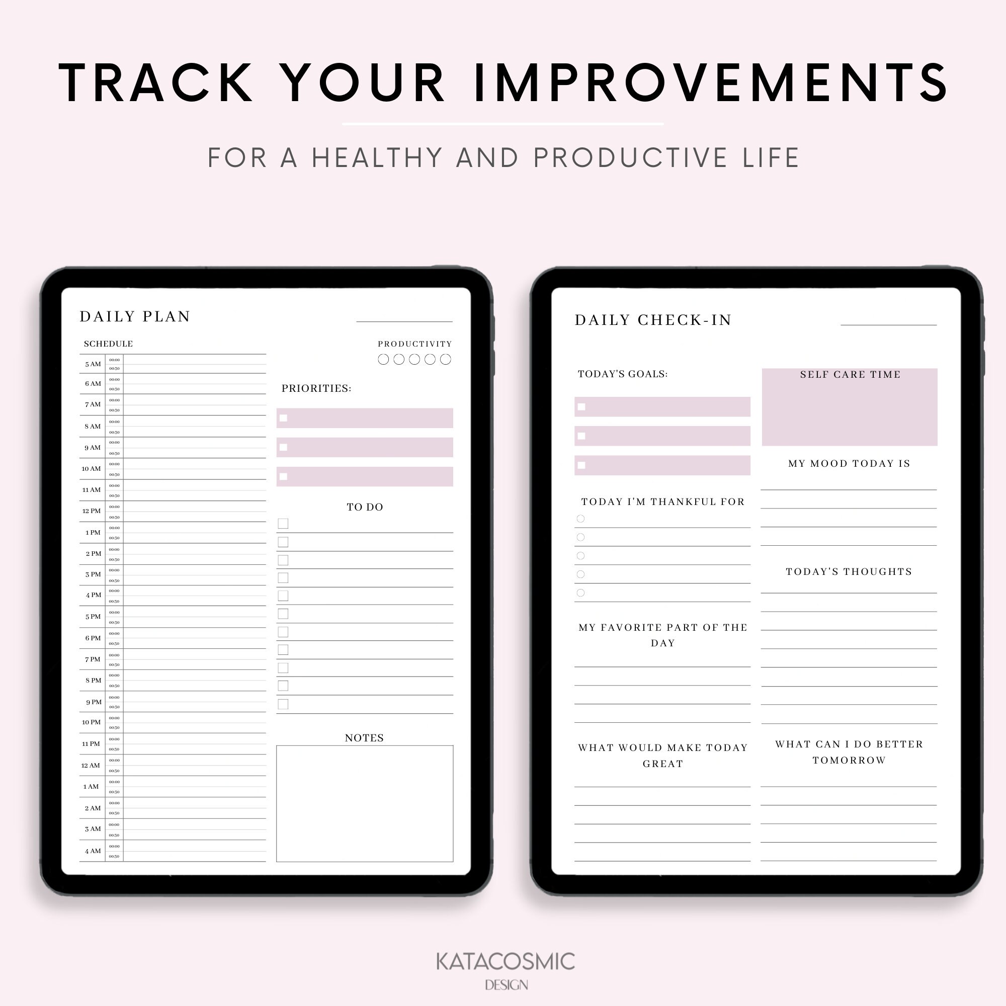 Digital Daily Planner for Goodnotes Blush Pink Half Hour - Etsy