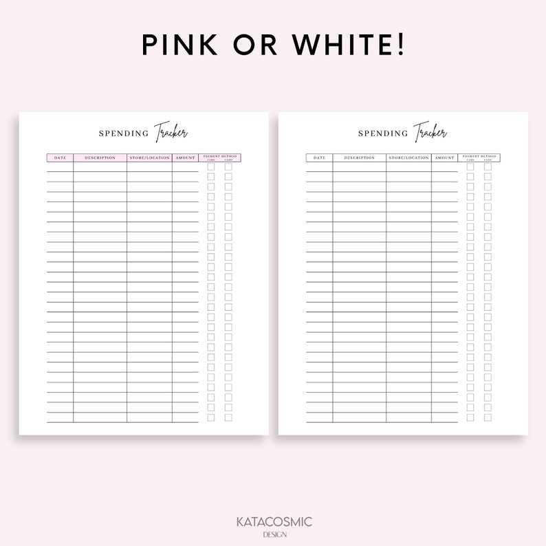 Spending Tracker, Expense Tracker Printable, Spending Log, Purchase ...