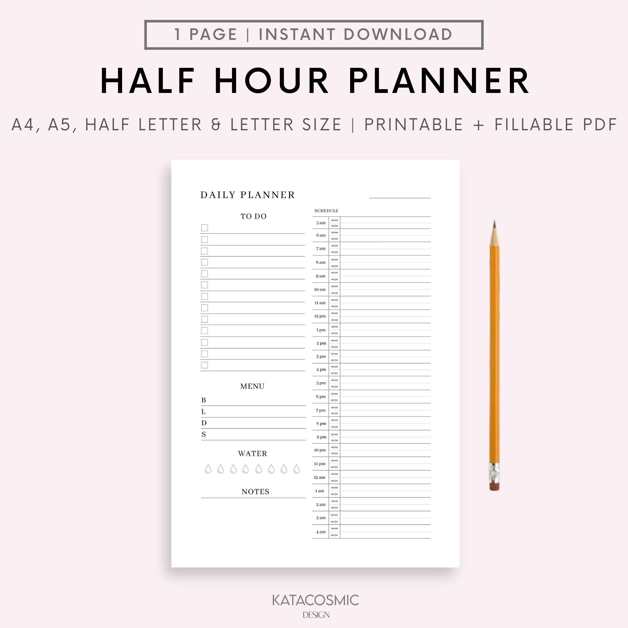 Hourly Planner Printable Daily to Do List Daily Planner PDF | Etsy